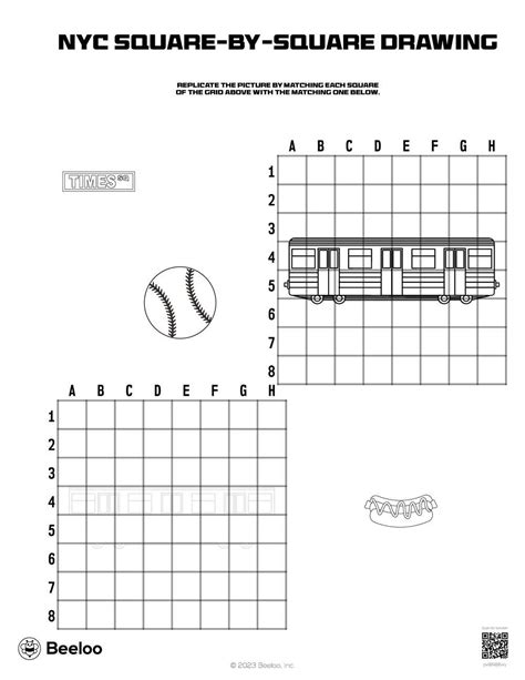 New York City Themed Grid Drawings Beeloo Printables