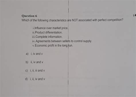 Solved Question 6 Which Of The Following Characteristics Are