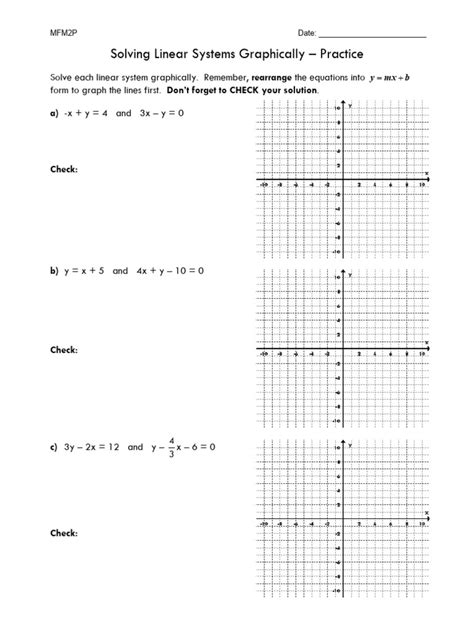 Mfm2p Ws4 Solving Linear Systems Graphically Practice Pdf