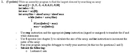 Solved Write An Assembly Program To Implement The Following