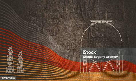 에너지 및 전력 아이콘입니다 에너지 발전 및 중공업 가스 저장 탱크 수평 얇은 선 스타일 웹 배너 독일의 국기 가솔린에 대한