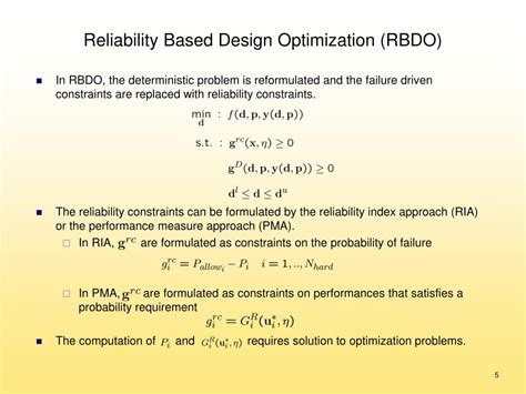 ppt efficient methodologies for reliability based design optimization