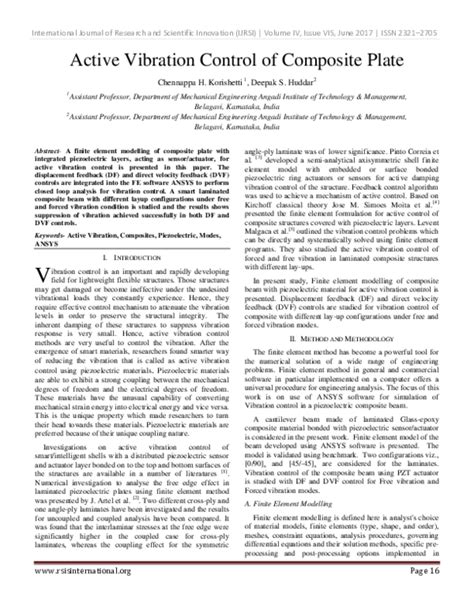 Pdf Active Vibration Control Of Composite Plate