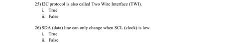 Solved 25 12c Protocol Is Also Called Two Wire Interface