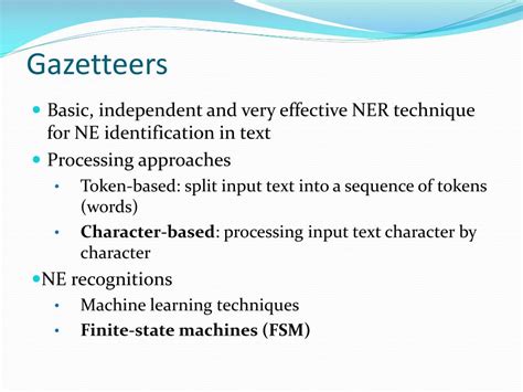Ppt Character Gazetteer For Named Entity Recognition With Linear Matching Complexity