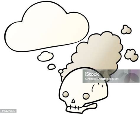 부드러운 그라데이션 스타일의 생각 거품이 있는 만화 먼지가 많은 오래된 두개골 귀여운에 대한 스톡 벡터 아트 및 기타 이미지 귀여운 그늘 그라데이션 Istock