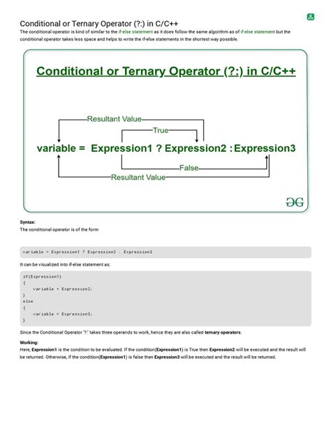 Ternary Operator In Cc Guide Pdf Computers