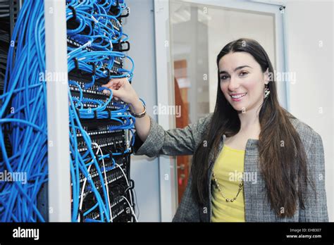 Woman It Engineer In Network Server Room Stock Photo Alamy