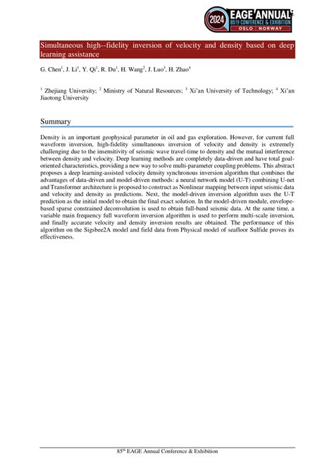 Pdf Simultaneous High Fidelity Inversion Of Velocity And Density Based On Deep Learning