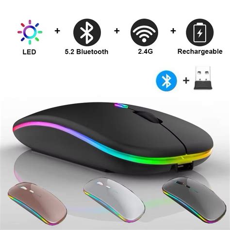 เมาส์ไร้สาย มี แบตในตัว ไร้เสียงคลิก Wireless Mouse Andบลูทูธ ใช้งานง่าย มีไฟสวยงาม น้ำหนักเบา