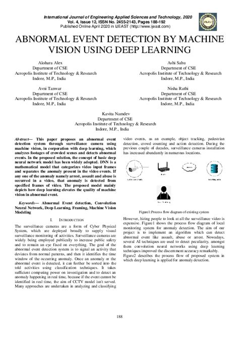 Pdf Abnormal Event Detection By Machine Vision Using Deep Learning