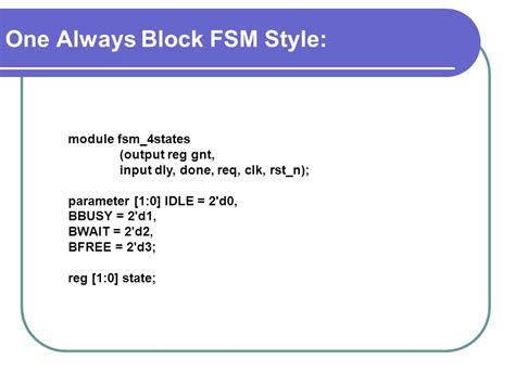 Fsm And Efficient Synthesizable Fsm Design Using Verilog Ppt Download