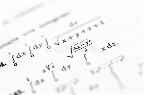 Advanced Mathematical Integrals And Formulas Highlighting Calculus Multivariable Equations And