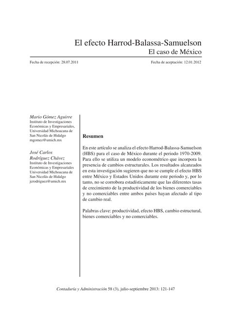 Pdf El Efecto Harrod Balassa Samuelson El Caso De México