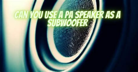 Can You Use A PA Speaker As A Subwoofer All For Turntables
