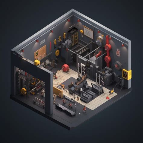 Premium Photo Gym Shop Deluxe Crafting A Minimalistic Isometric 2d