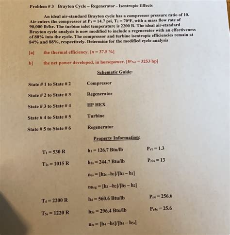 solved problem 3 brayton cycle regenerator isentropic