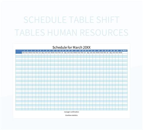 Free Shift Table Templates For Google Sheets And Microsoft Excel Slidesdocs