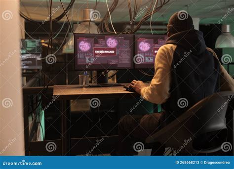 Successful Cyberattack System Hacked Alert On Screen Stock Image Image Of Spyware Program