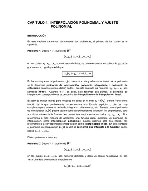 Interpolación Polinomial Y Ajuste Polinomial