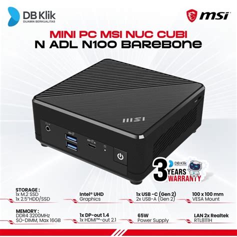 Promo Mini Pc Msi Cubi N Adl N100 Barebone Cicil 0 3x Jakarta Pusat Dbklik Indonesia