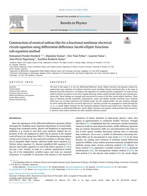 Pdf Construction Of Exotical Soliton Like For A Fractional Nonlinear Electrical Circuit