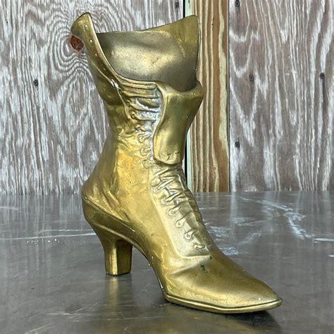 Vintage Boho Brass Victorian Boot Chairish