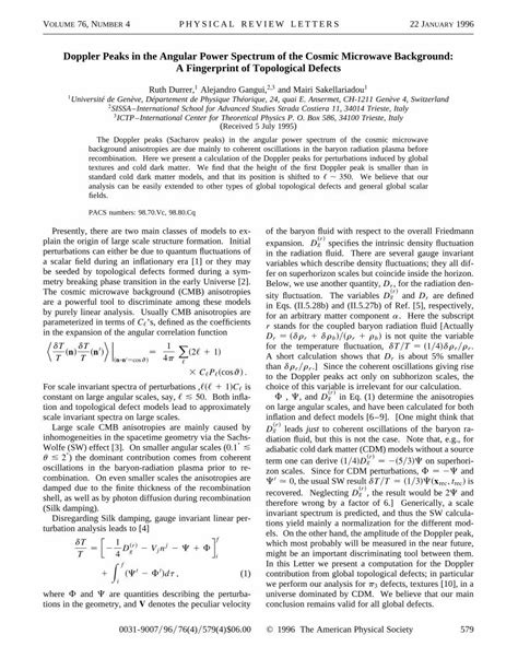 Pdf Doppler Peaks In The Angular Power Spectrum Of The Cosmic Microwave Background A