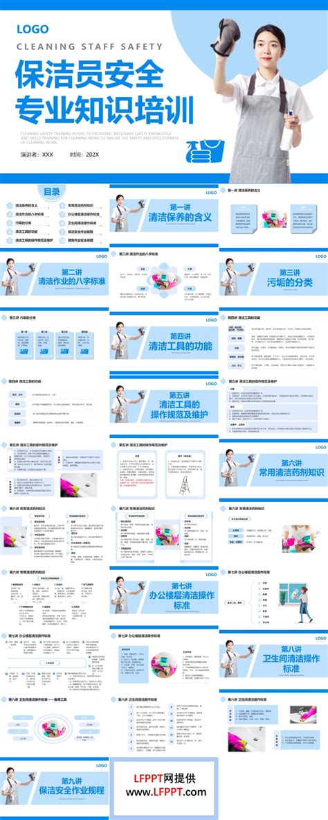保洁员安全专业知识培训课件ppt模板下载 Lfppt