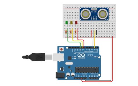 circuit design hc sr04 tinkercad