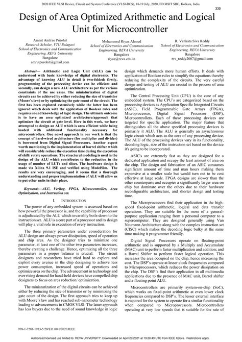 Pdf Design Of Area Optimized Arithmetic And Logical Unit For