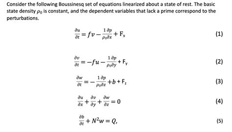 Solved Consider The Following Boussinesq Set Of Equations