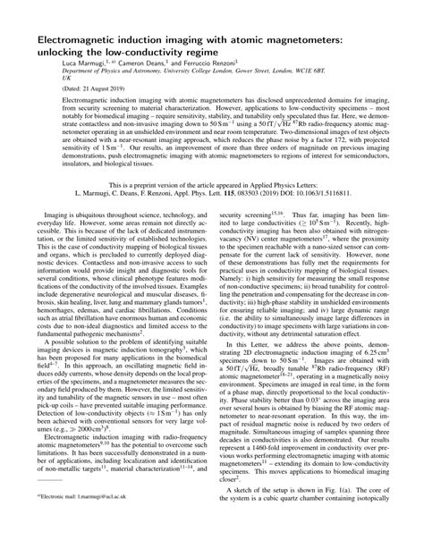 Pdf Electromagnetic Induction Imaging With Atomic Magnetometers Unlocking The Low