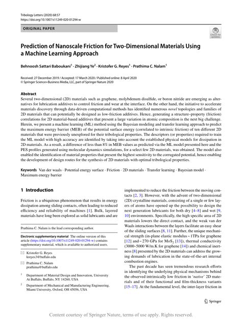 Prediction Of Nanoscale Friction For Two Dimensional Materials Using A Machine Learning Approach