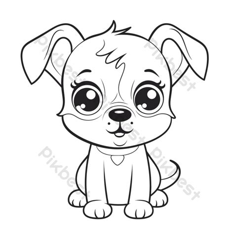 어린이 개요 스케치 그리기 벡터를 위한 색칠 공부 페이지의 만화 귀여운 강아지 일러스트 Png Png 무료 다운로드 Pikbest