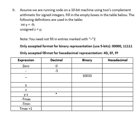 SOLVED II Assume We Are Running Code On A Bit Machine Using Two S Complement Arithmetic For