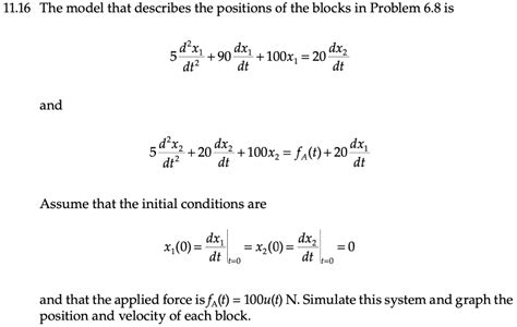 Solve Problem 11 16 In The Text Using Simulink Chegg
