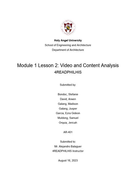 Online Module 1 Lesson 2 Video And Content Analysis Pdf