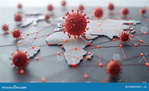 Red Virus Model Over Global Map Highlighting Worldwide Pandemic Impact Hmpv Human