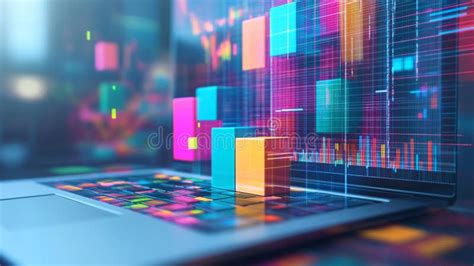 digital data visualization with colorful points and graphs display