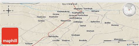 Shaded Relief Panoramic Map Of Mafikeng
