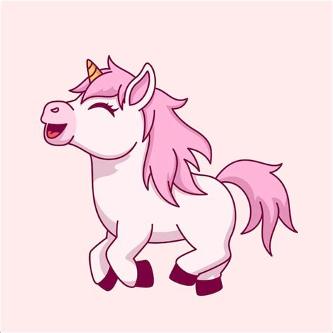 Premium Vector Illustration Of A Cute Unicorn Running Happily