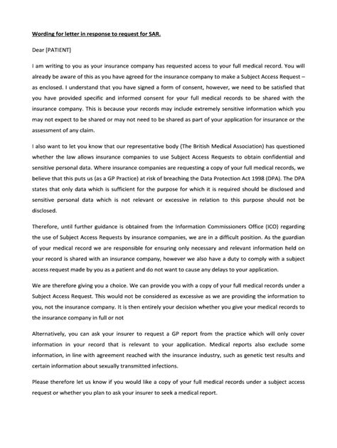 Fillable Online Wording For Letter In Response To Request For SAR Fax Email Print PdfFiller