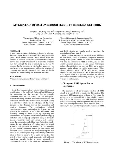 pdf application of rssi on indoor security wireless network