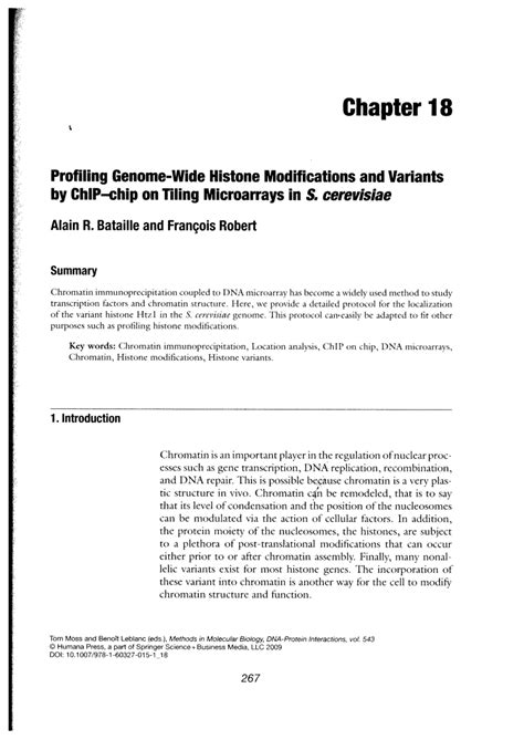 Pdf Profiling Genome Wide Histone Modifications And Variants By Chip