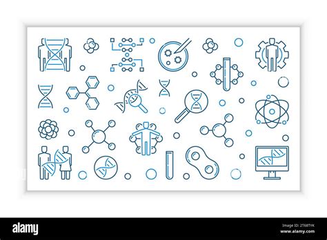 Cloning Vector Creative Linear Horizontal Illustration Or Banner On White Background Stock