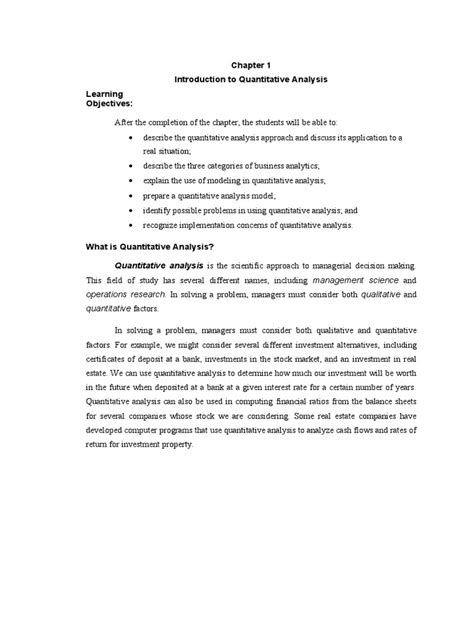 Introduction To Quantitative Analysis Pdf Analytics Statistics