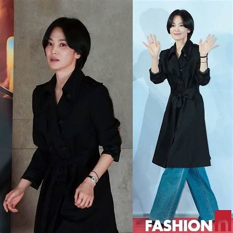 송혜교 수녀 변신 기대만발 클래식한 블랙 트렌치 재킷 시사회룩 패션엔
