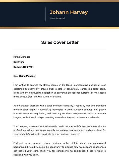 Sales Cover Letter Sample Sales Associate Cover Letter Template