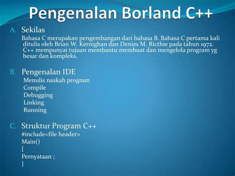 PPT BORLAND C PowerPoint Presentation Free Download ID 4469938